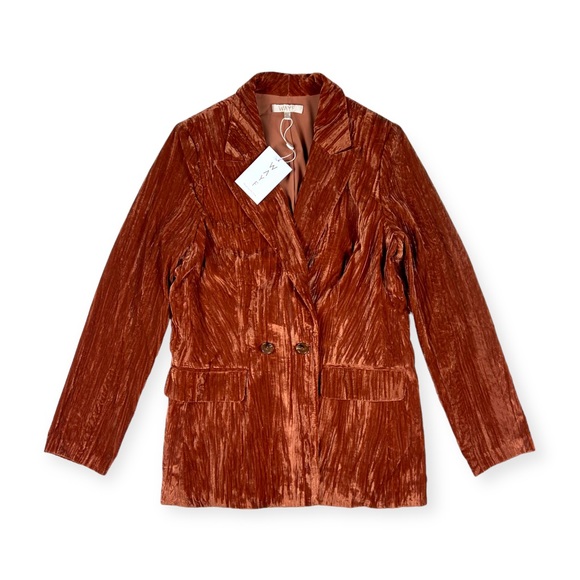 Wayf | Jackets & Coats | Wayf Presley Rust Brown Velvet Double Breasted ...